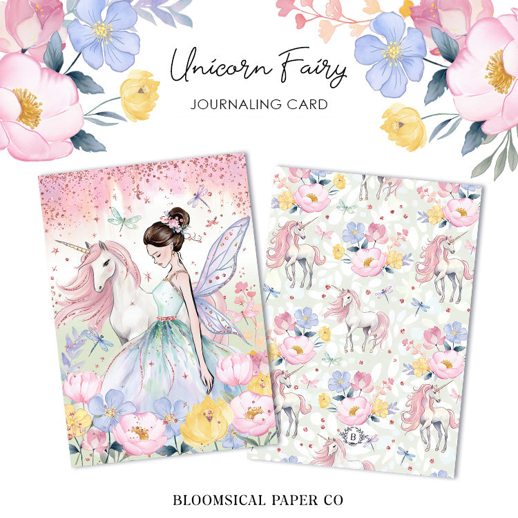 Unicorn Fairy Journaling Card - not foiled – Bloomsical Paper Co