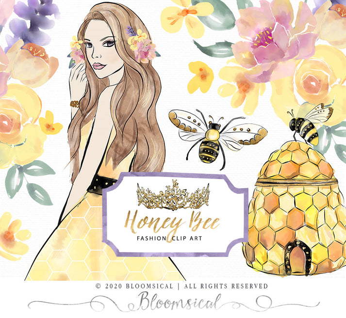 Honey Bee Digital Cliparts, Papers, Bow Clips BUNDLE DEAL – Bloomsical ...